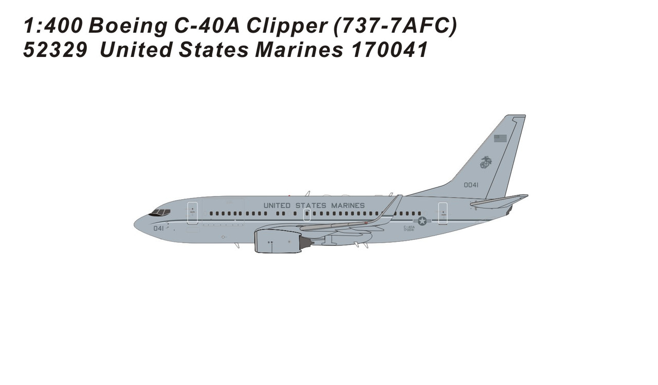 United States Marines B737-7AFC 170041 C-40A Clipper 52329 1:400