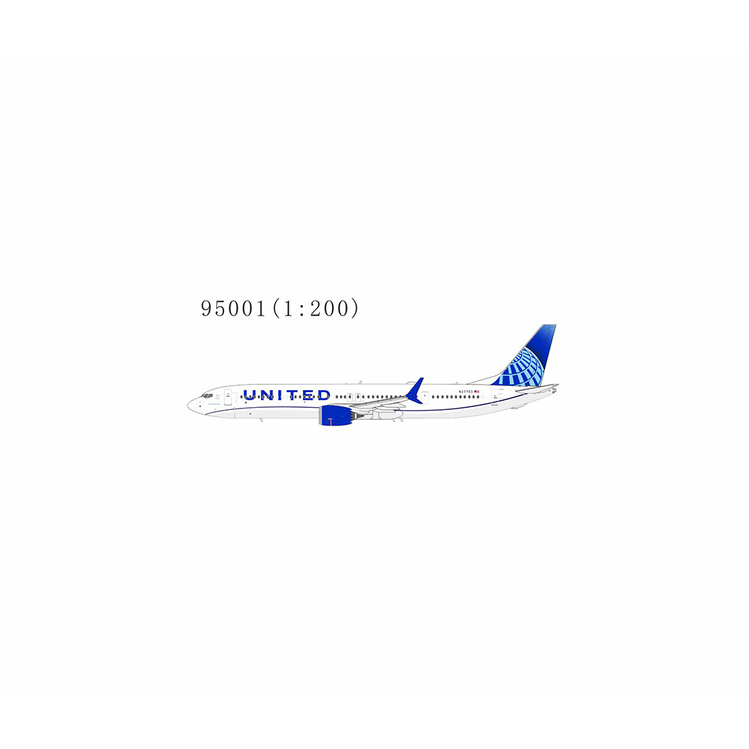 NG Models United Airlines 737 MAX 10 N27753 with metal stand 95001 1:200