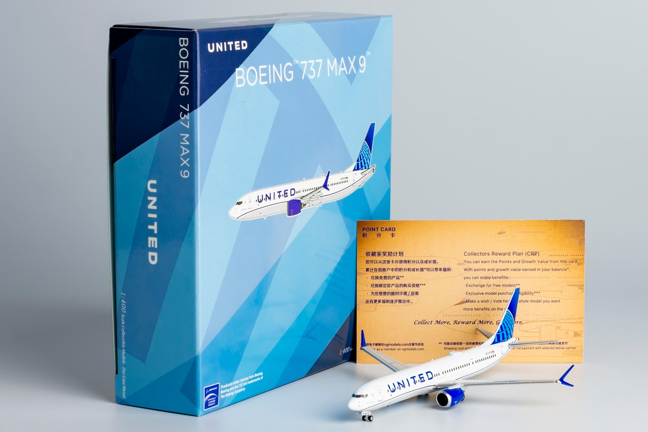 NG Model United Airlines 737 MAX 9 Blue Evolution livery N77578 89013 1:400