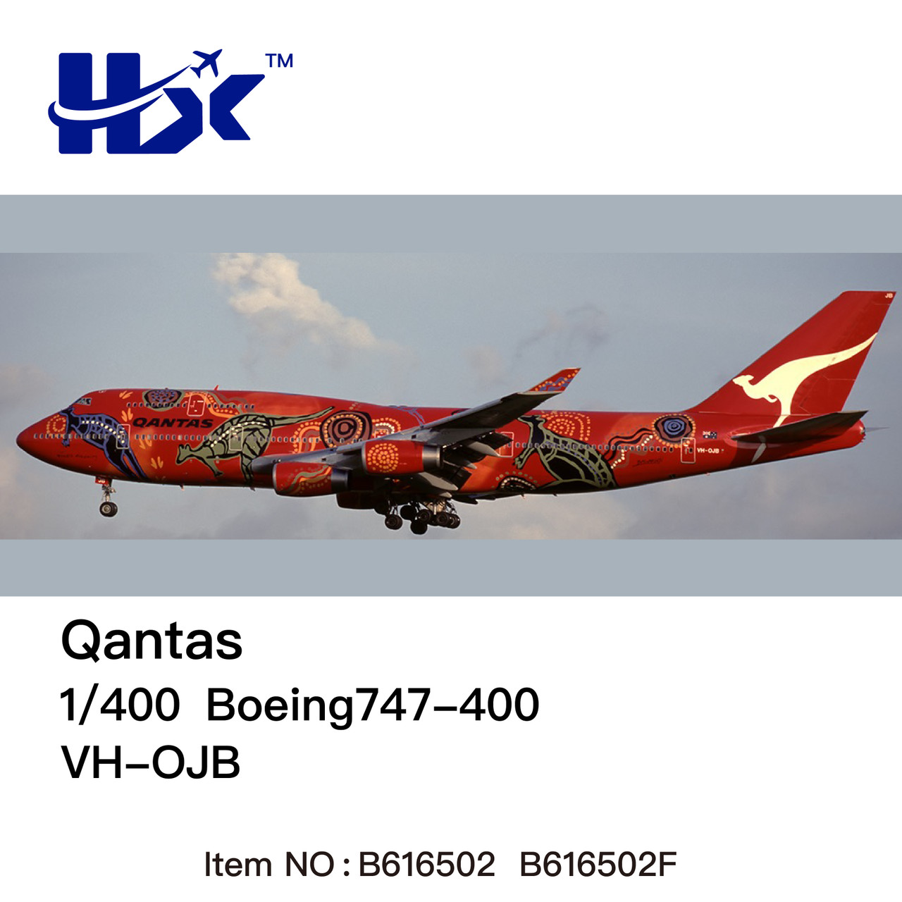 HX Models Qantas B747-400 "Wunala Dreaming" VH-OJB B616502 1:400