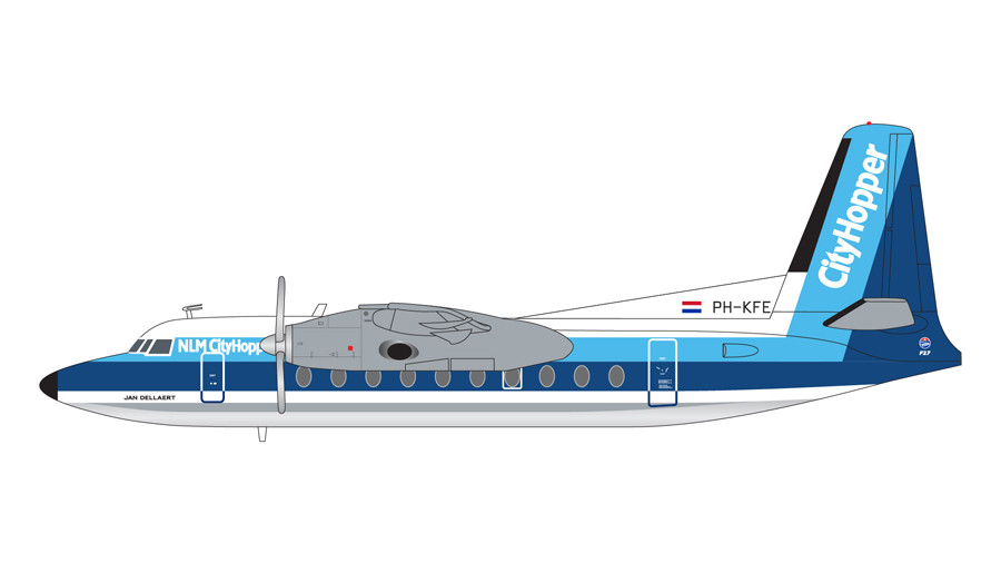 Gemini200 NLM CityHopper F-27 PH-KFE (1980s livery) G2KLM845 1:200