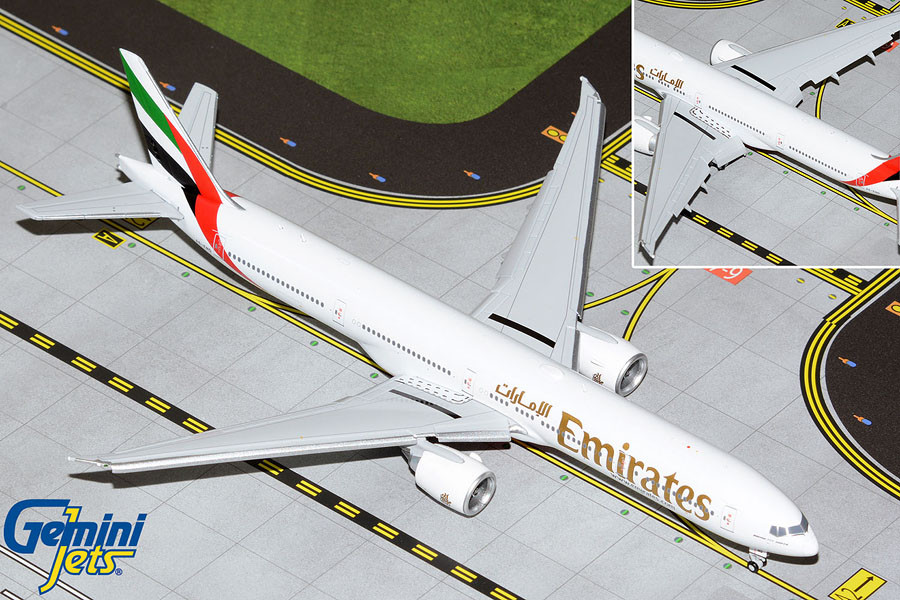 Gemini Jets Emirates B777-300ER no Expo marking; flaps down A6-END ...