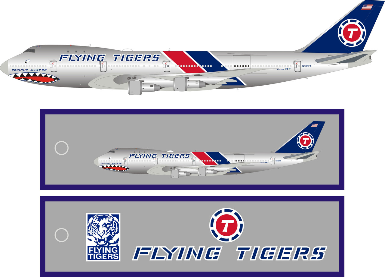 Inflight200 FLYING TIGERS 747-123F POLISHED N800FT with stand and key ...