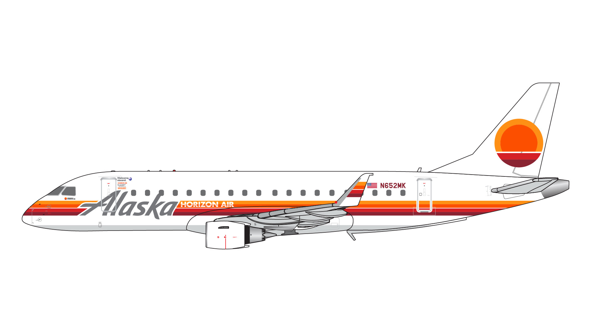 Alaska Airlines / Horizon Air E175 N652MK retro livery GJASA2174 1:400