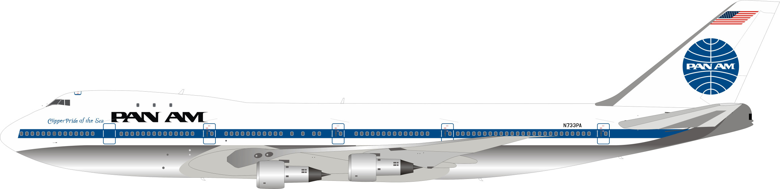 Inflight200 Pan Am Boeing 747-100 N733PA POLISHED IF741PA1020P 1:200