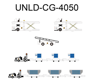 FedEx GSE Cargo Loaders, Tows, Dollies and Container set UNLD-CG-4063 1:400