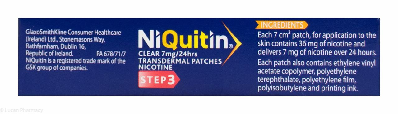 NiQuitin® 7mg 24 Hour Step 3 Transdermal Patch – 7 Patches #P - Lucan ...