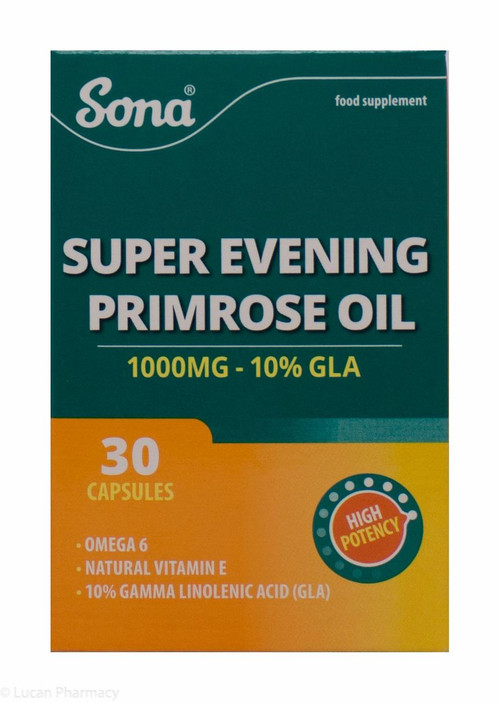 Sona® Super Evening Primose Oil 1000mg 10% GLA – 30 Capsules - Lucan ...