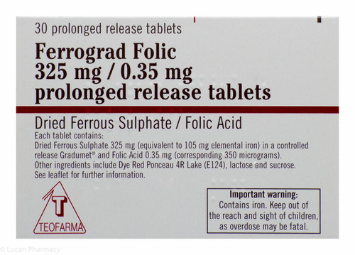 Ferrograd Folic 325mg/0.35mg - 30 Prolonged Release Tablets #P - Lucan ...