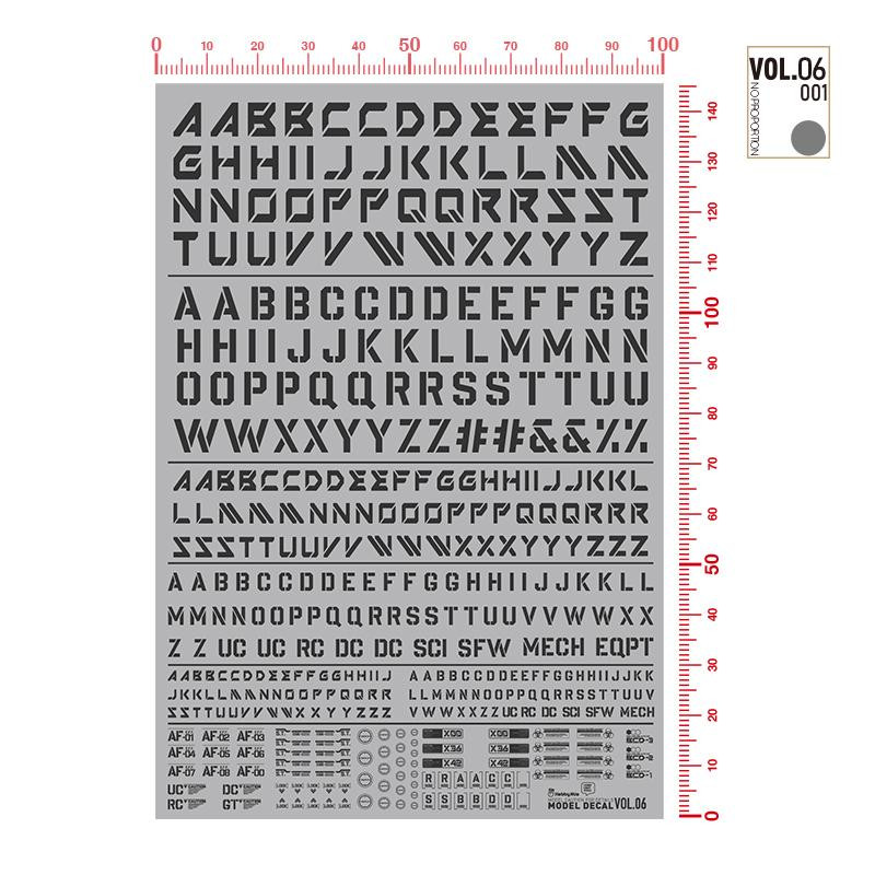 VOL.6-001 Dark Gray Alphabet Decal - Brookhurst Hobbies