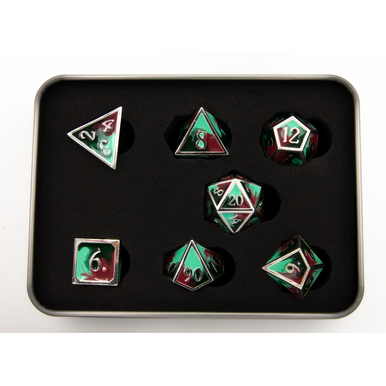 Camo Set of 7 Metal Polyhedral Dice with Silver Numbers for D20 based ...