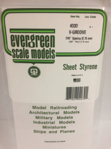 4030 - V-GROOVE STYRENE PLASTIC .030" - Brookhurst Hobbies