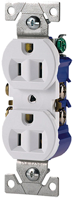 Parallel Ground Duplex Receptacle - White/15AMP/125VAC - Paxton/Patterson
