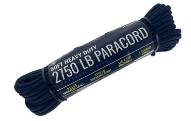 Heavy-Duty Paracord – 50 ft x 1/4" (7-Strand) – Black