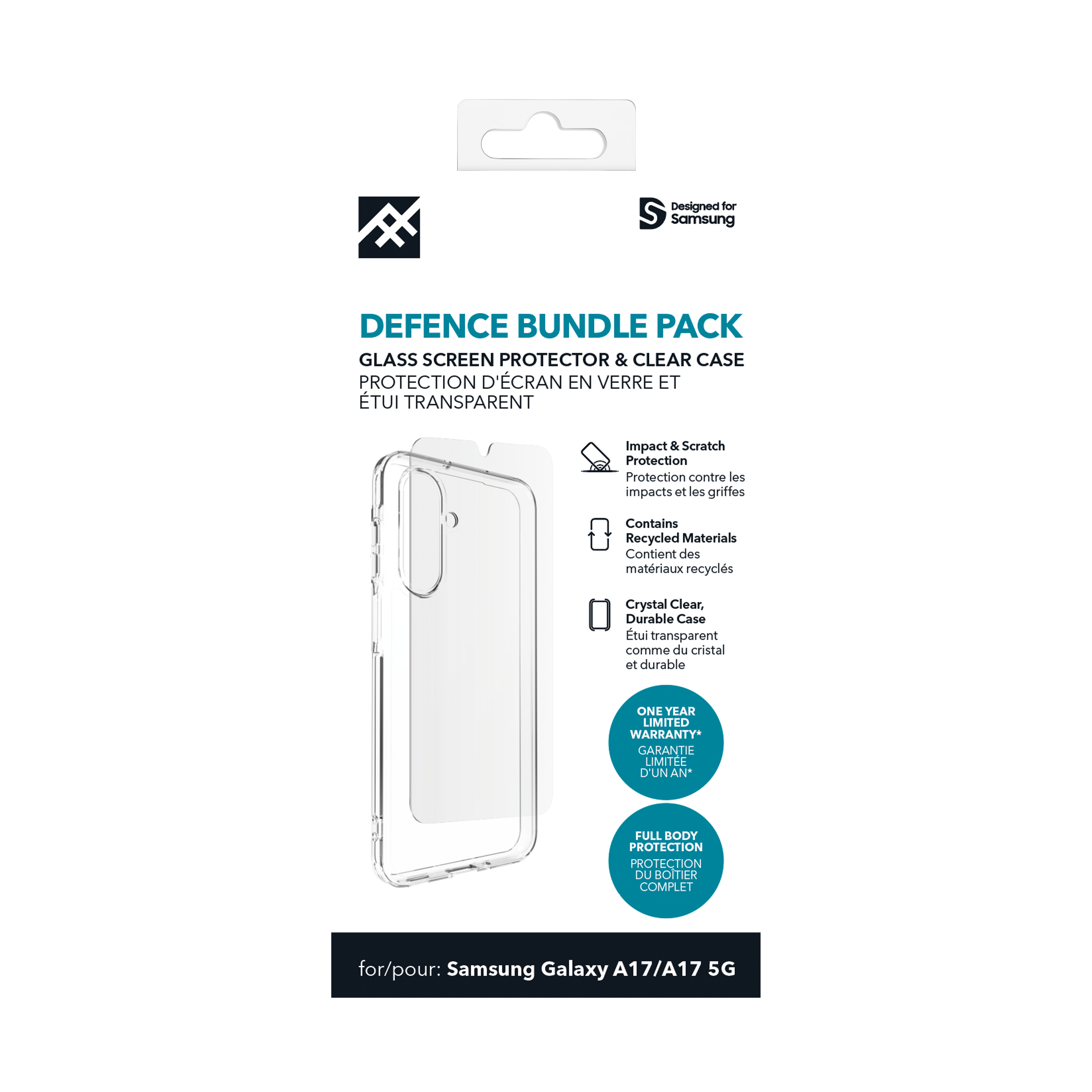 iFrogz Defence Bundle Pack Glass & Clear Case for Samsung Galaxy A17 ...