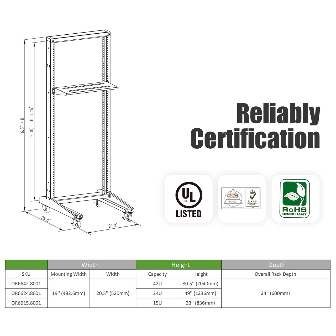 2 Post Server Rack: 42U Movable 19" 2 Post Server Rack Open Frame Heavy ...