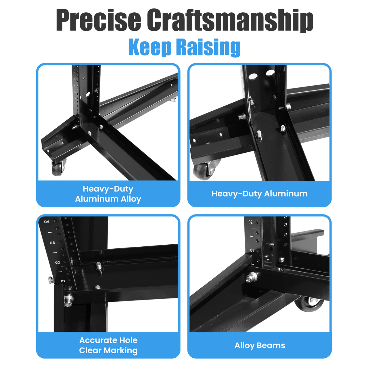 2 Post Server Rack: 42U Movable 19" 2 Post Server Rack Open Frame Heavy ...