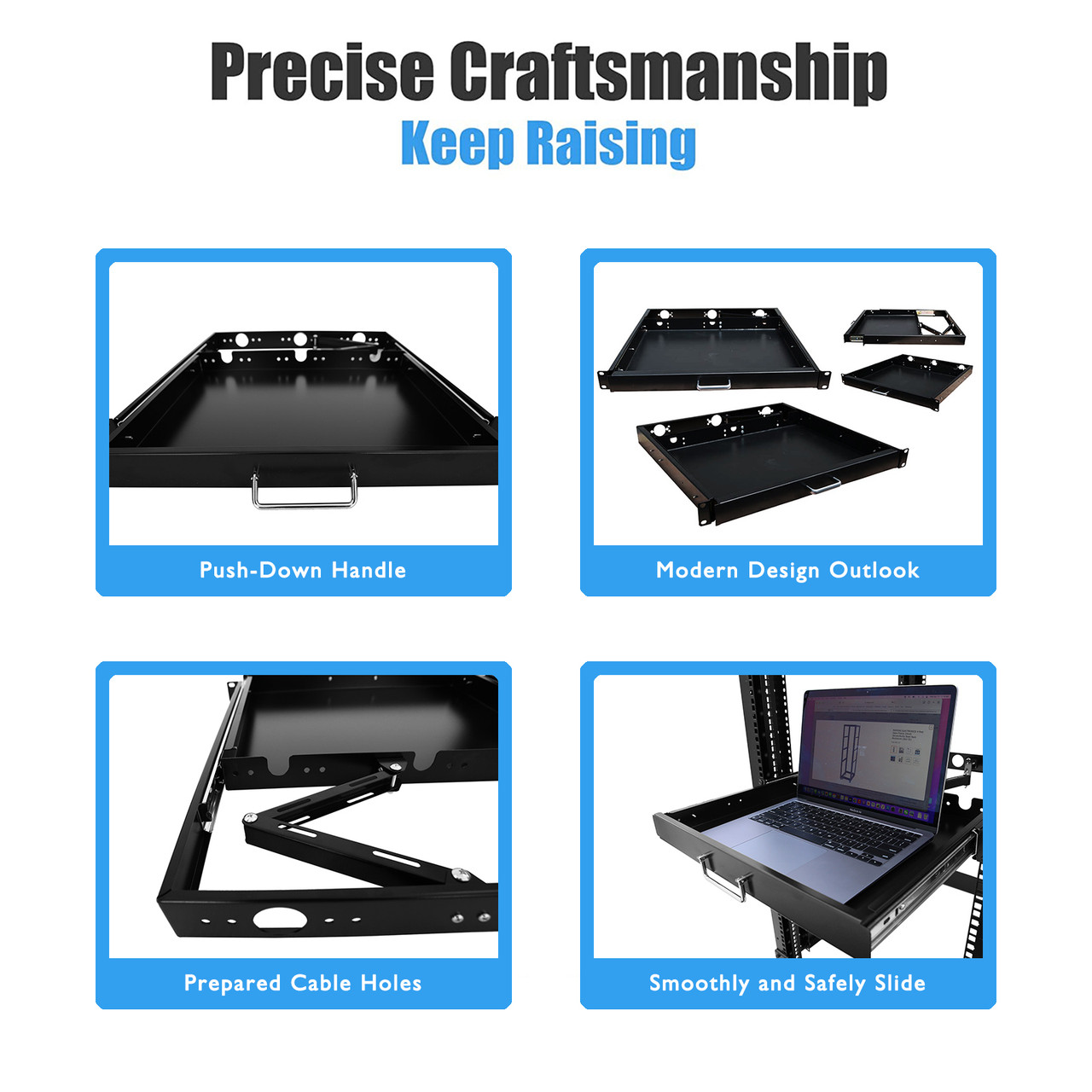 1U Rack Mount Sliding Keyboard Drawer 19" Keyboard Tray | Raising ...
