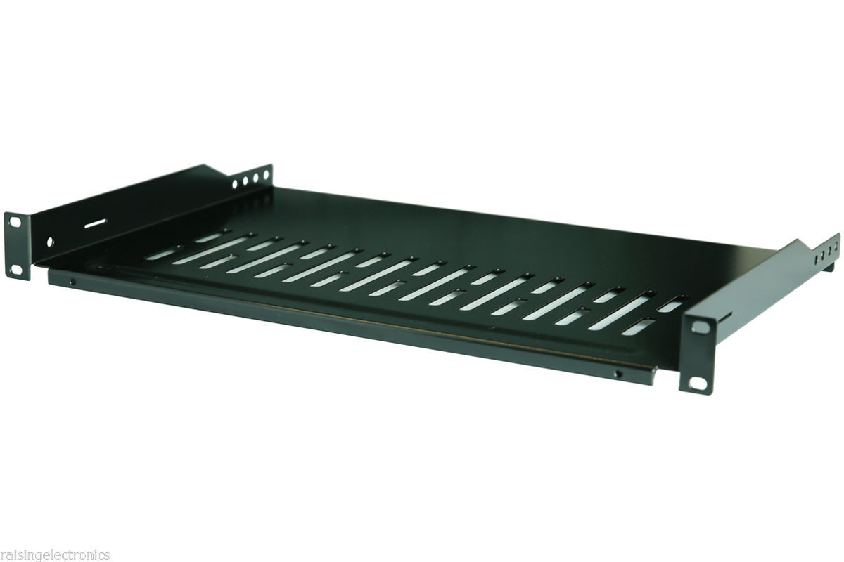 2x 19" 1U 12"(300mm) Deep Cantilever Server Shelf Vented Shelves Rack ...