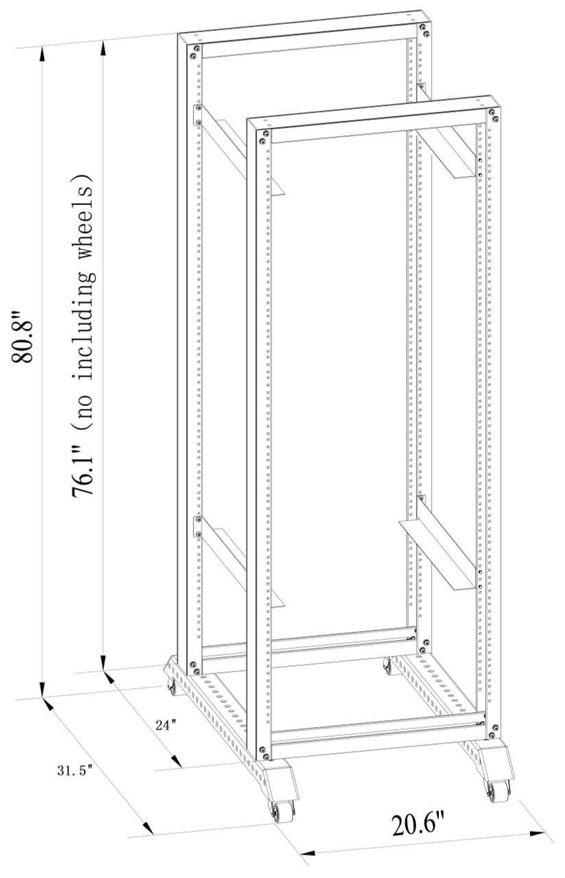 42U Open Frame Data IT Network Server Rack 800MM(Base) Deep (24.5 ...