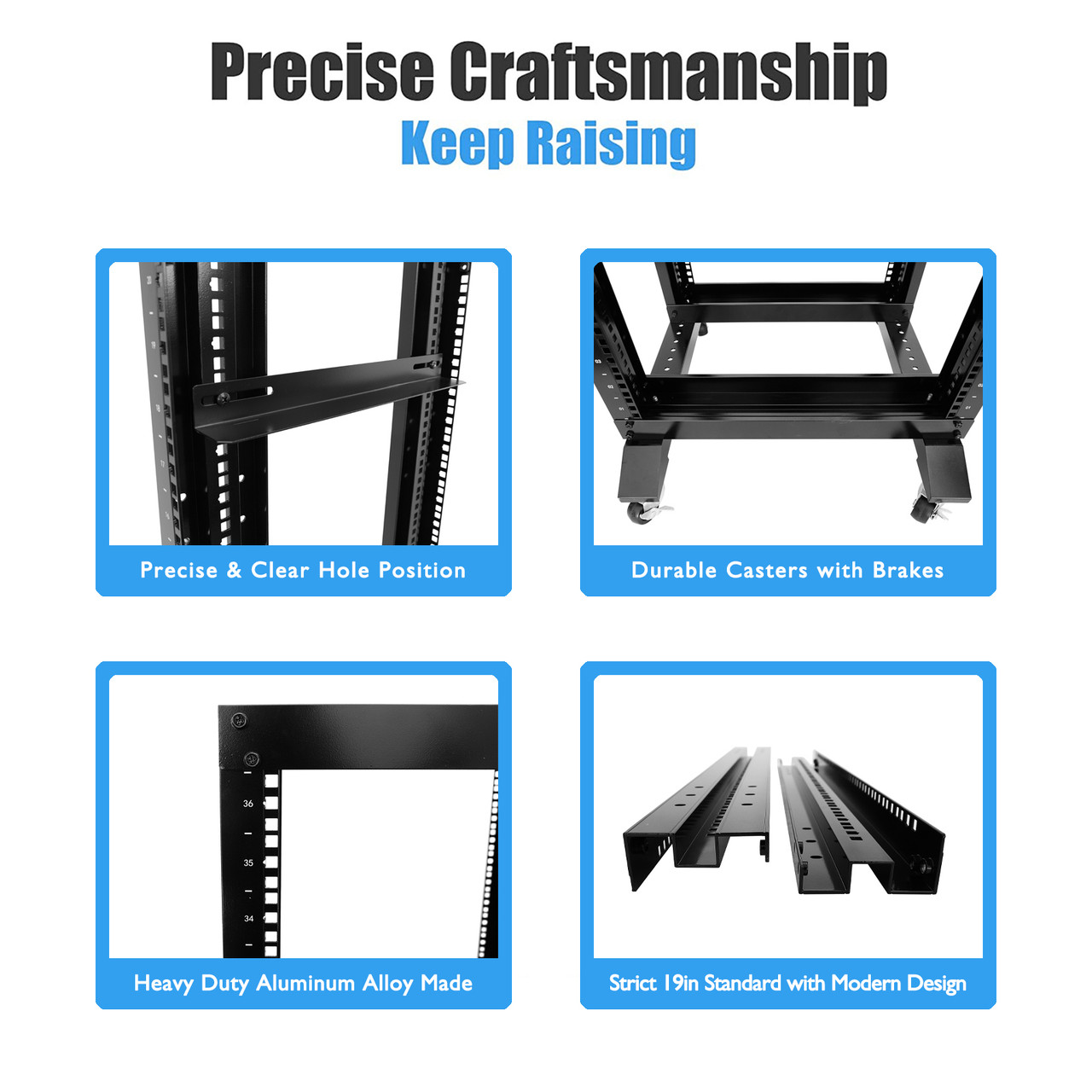 NEW 15U Rack 4 Post Open Frame 19" Server/Audio Data Steel Rack 32 ...
