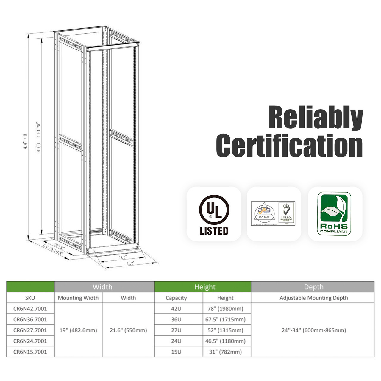 4 post server rack: 42U 4 Post Server Rack Open Frame Enclosure 19 ...
