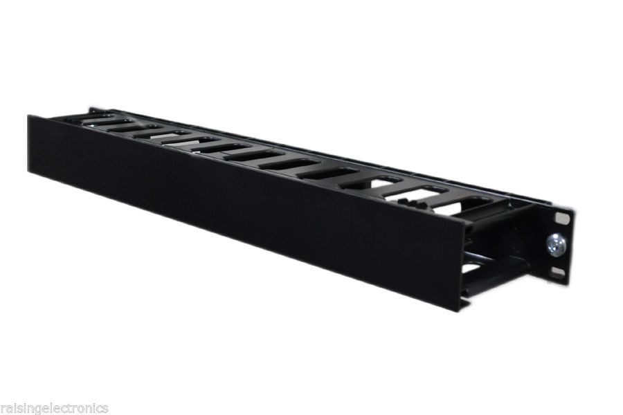 1U Horizontal Rack Mount Cable Management Unit with Panel Plastic ...