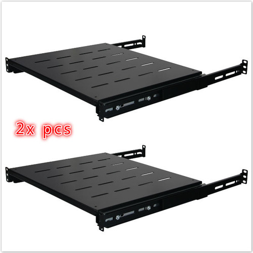 Raising Electronics Sliding Rack Server Shelf 1U 19'' 4 Post Rack Mount ...