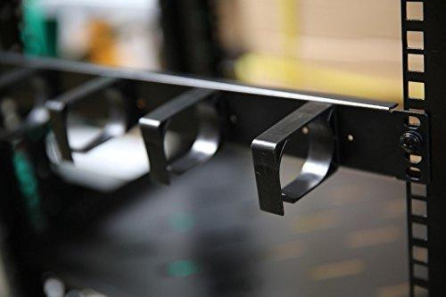 1U Horizontal Rack Mount Metal Cable Management Unit with 4 D-rings ...