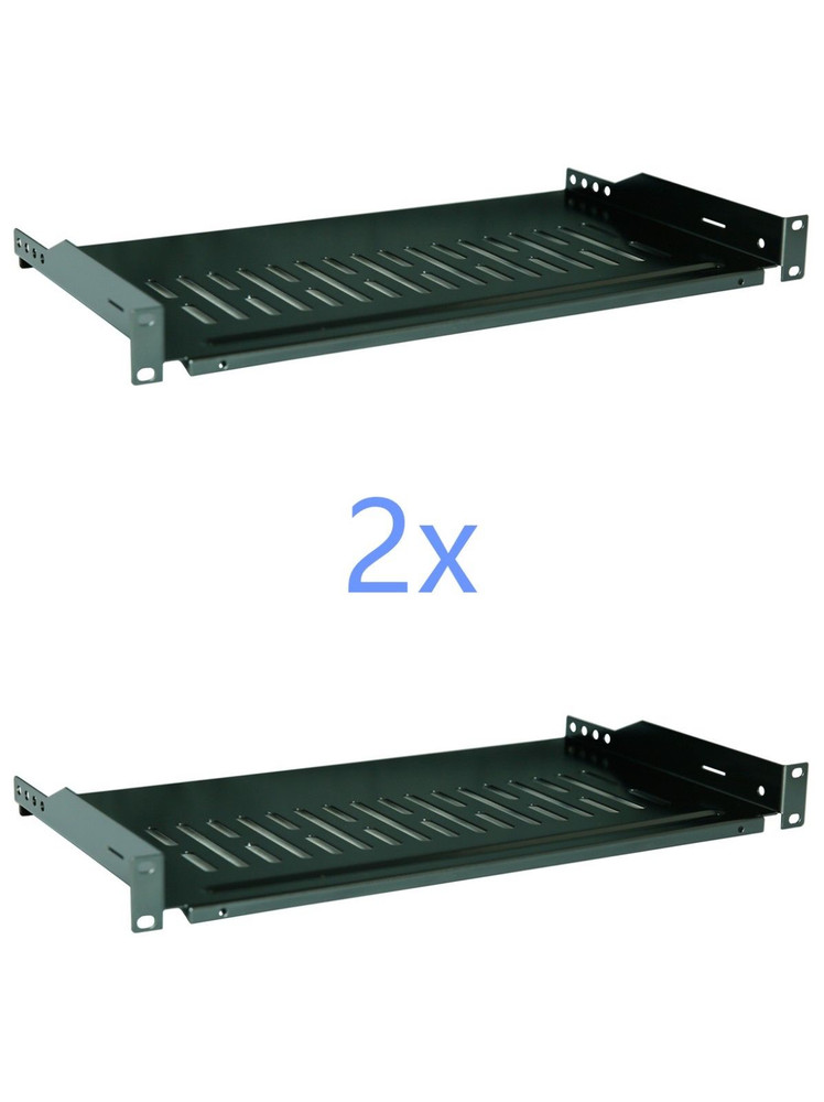 2x 19" 1U 12"(300mm) Deep Cantilever Server Shelf Vented Shelves Rack ...