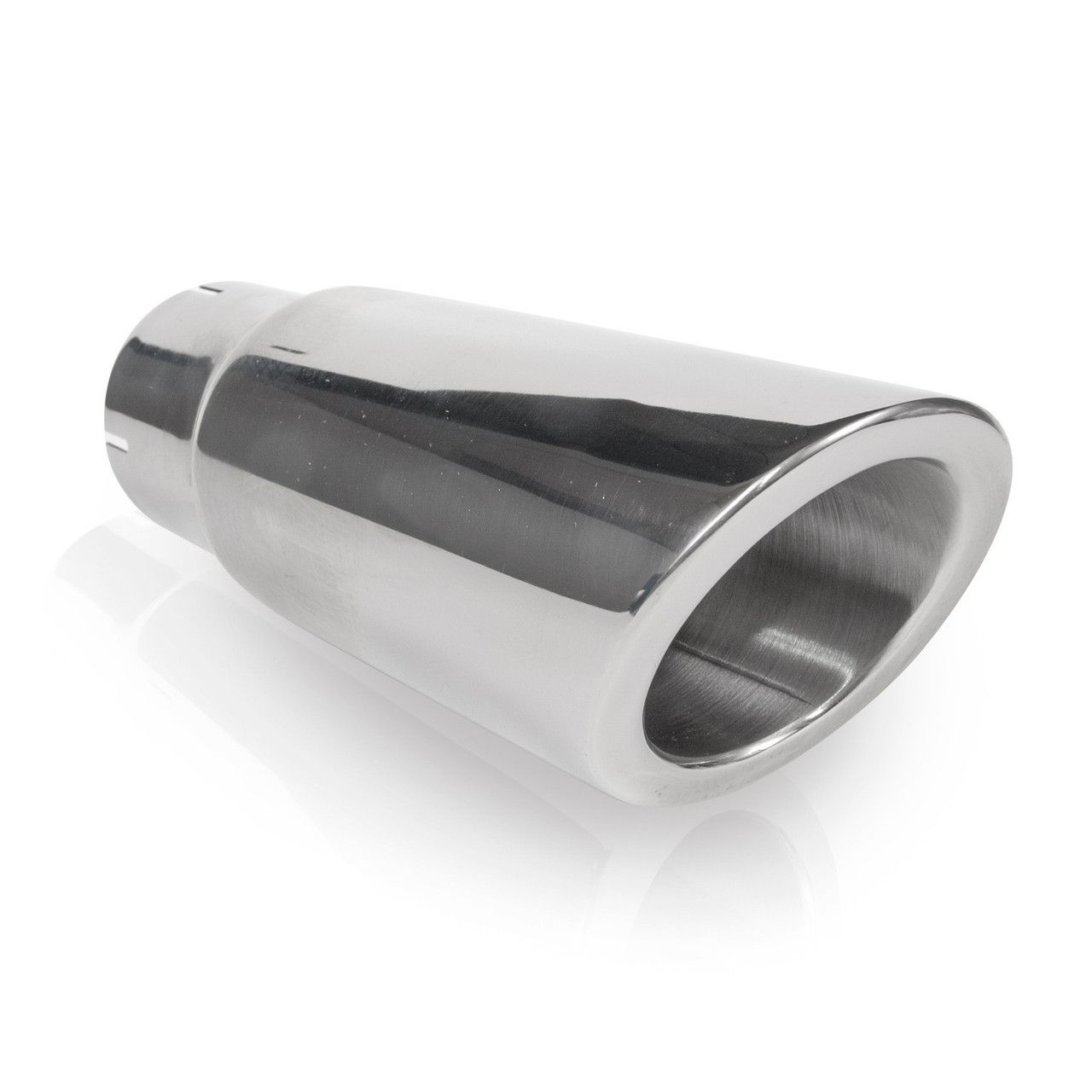 Slash-Cut Double-Wall Style Polished Exhaust Tip 304 Stainless Steel
