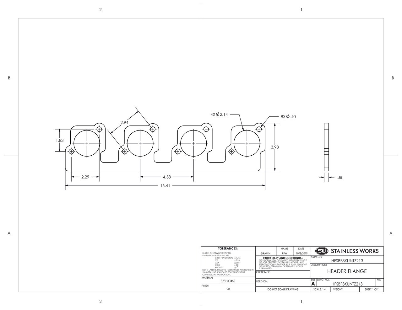 Ford SBF Kuntz C3 Header Flange