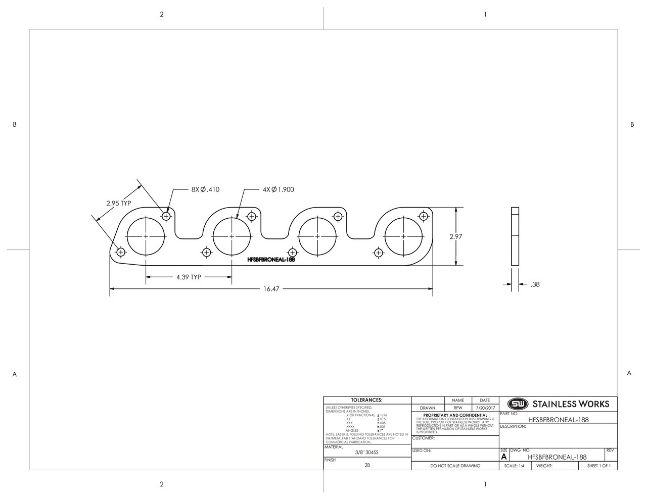Ford SBF Brodix Neal Header Flange