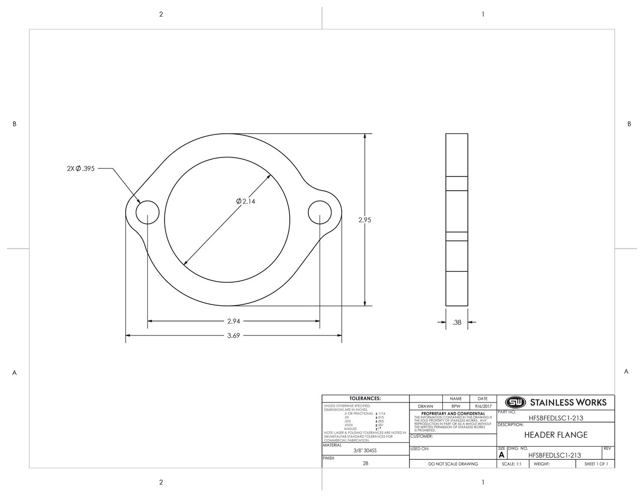 Ford SBF Edelbrock SC1 Individual Header Flange