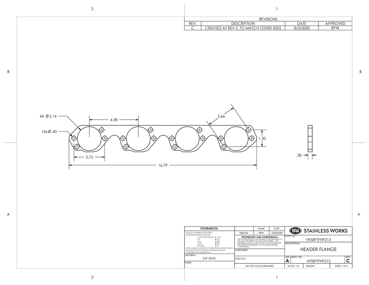 Ford SBF Trick Flow Header Flange