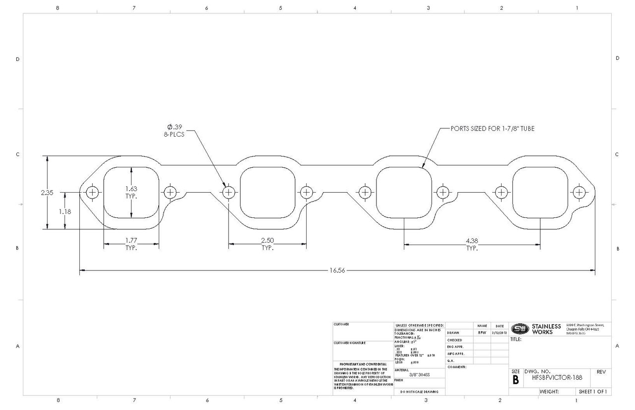 Ford SBF 2.5 Inch Bolt Pattern Header Flange