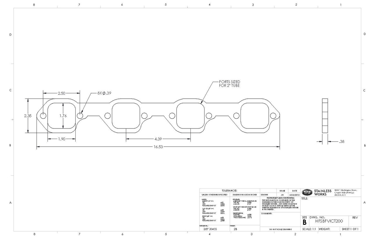 Ford SBF 2.5 Inch Bolt Pattern Header Flange