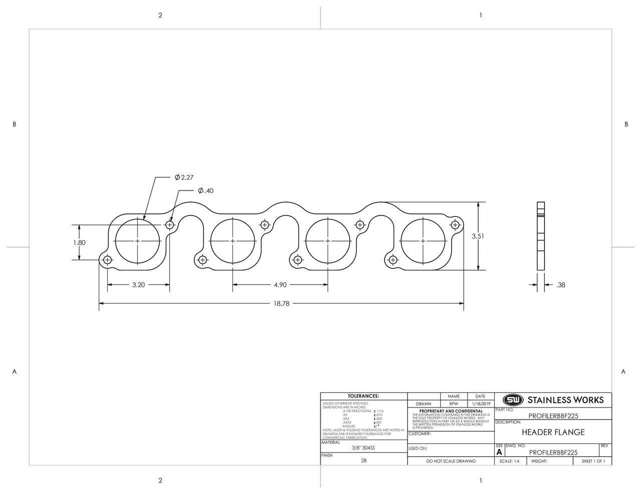 Ford BBF Profiler Header Flange
