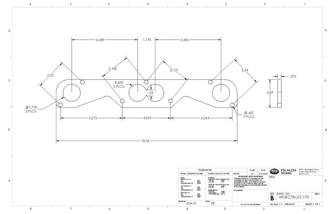Small Block Chevy STAHL 7 Bolt Header Flange