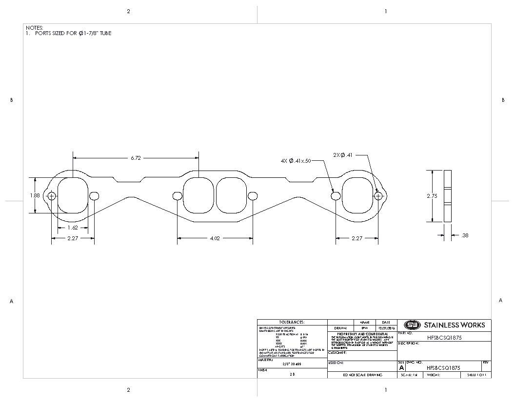 Small Block Chevy Stock Pattern Rectangle Port Header Flange