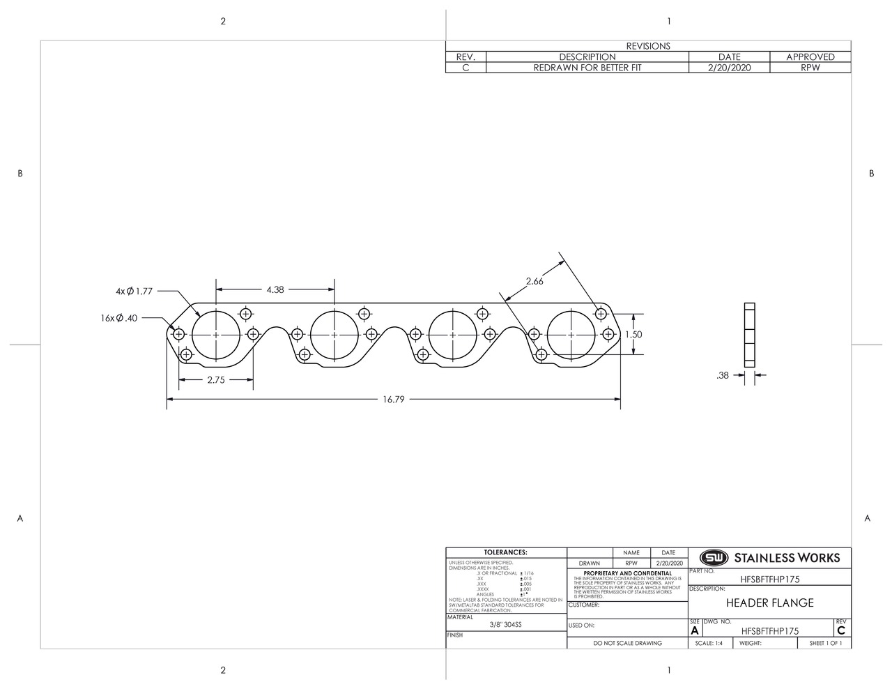 Ford SBF Trick Flow Header Flange