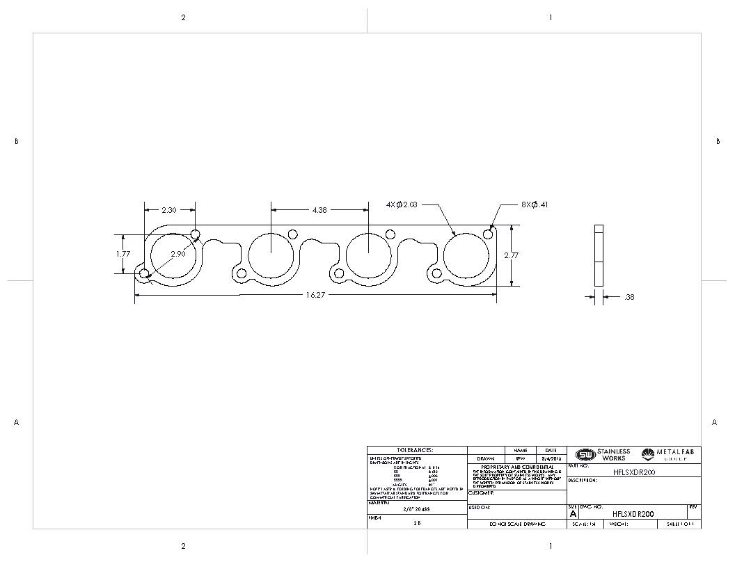 Chevrolet LSX Drag Race Diagonal Bolt Pattern Header Flange