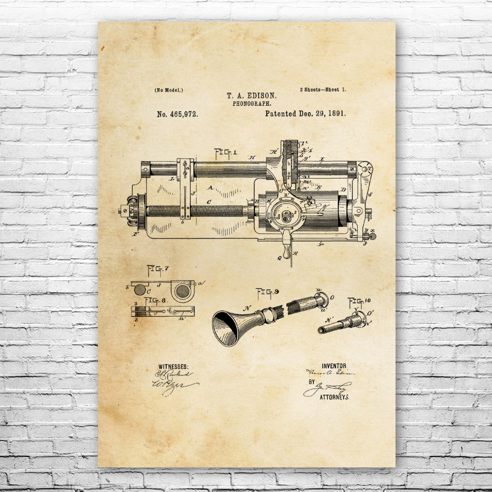 Thomas Edison Phonograph Diagram
