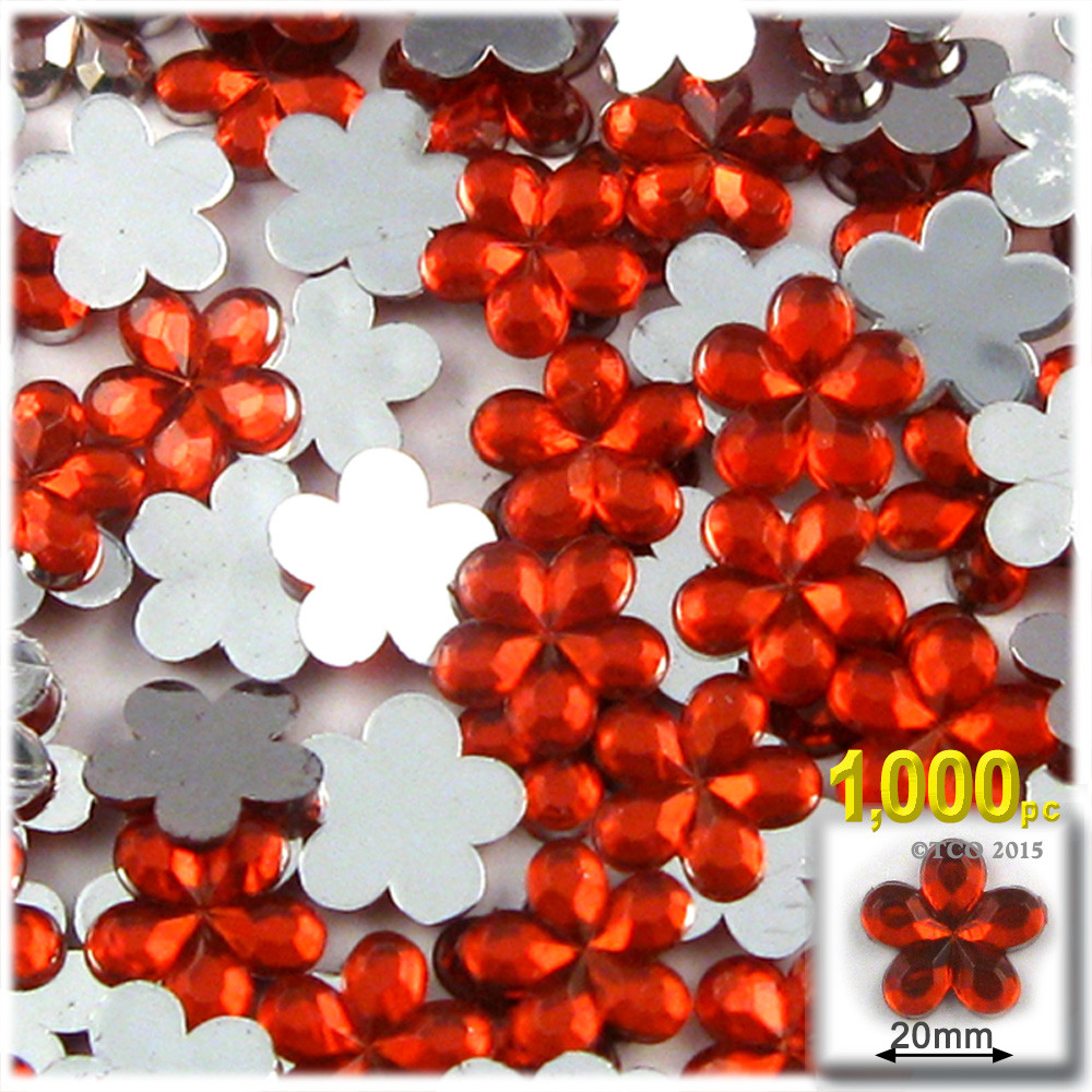 Rhinestones | Flatback | Round | 20mm | 1,000-pc |Ruby Red | Crafts Outlet