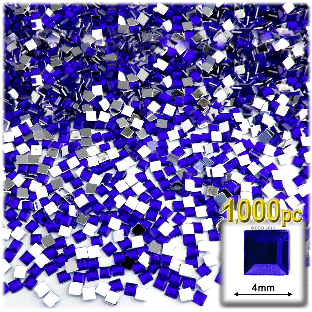 Rhinestones | Flatback | Square | 4mm | 1,000-pc | Royal Blue | Crafts ...