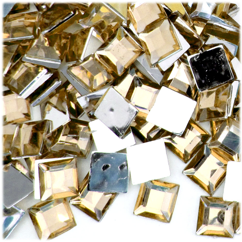 Rhinestones | Flatback | Square | 12mm | 144-pc | Champagne | Crafts Outlet