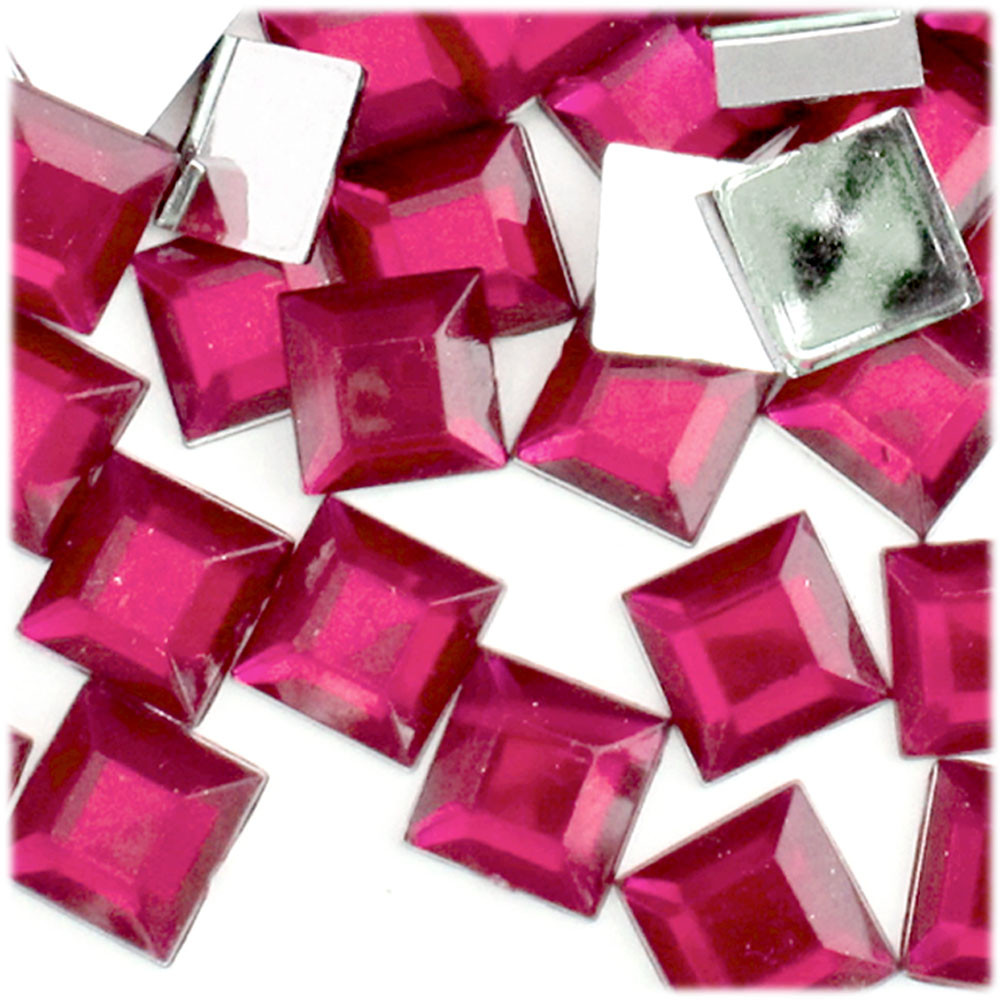 Rhinestones | Flatback | Square | 14mm | 1,000-pc |Hot Pink | Crafts Outlet