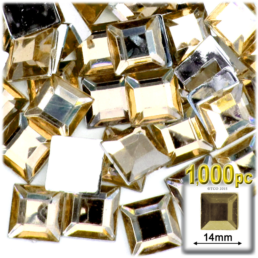 Rhinestones | Flatback | Square | 14mm | 1,000-pc |Champagne | Crafts ...