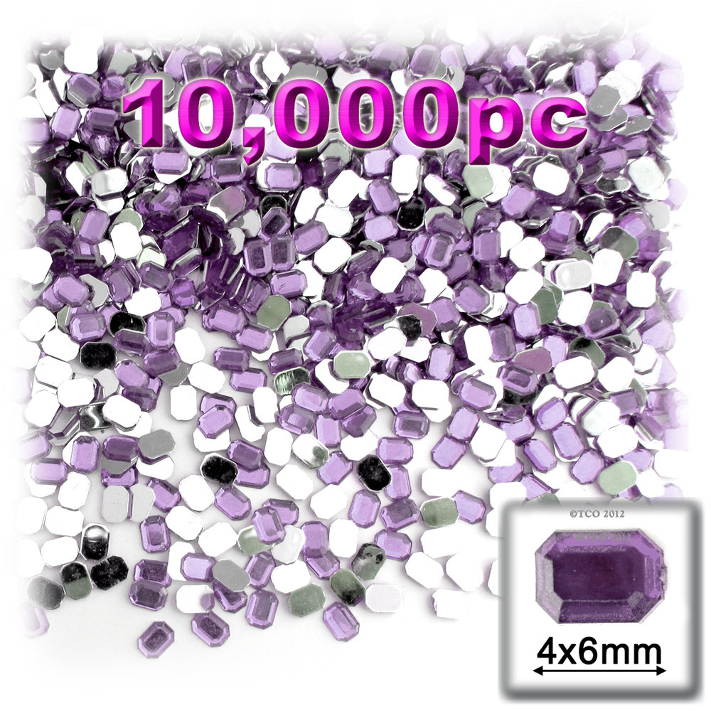 Rhinestones | Flatback | Rectangle | 4x6mm | 10,000-pc | Lavender ...