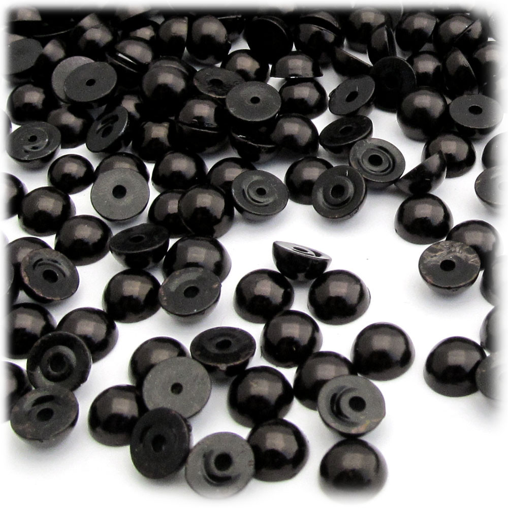 Half Dome Pearl | Plastic beads | 7mm | 144-pc | Pitch Black | Crafts ...